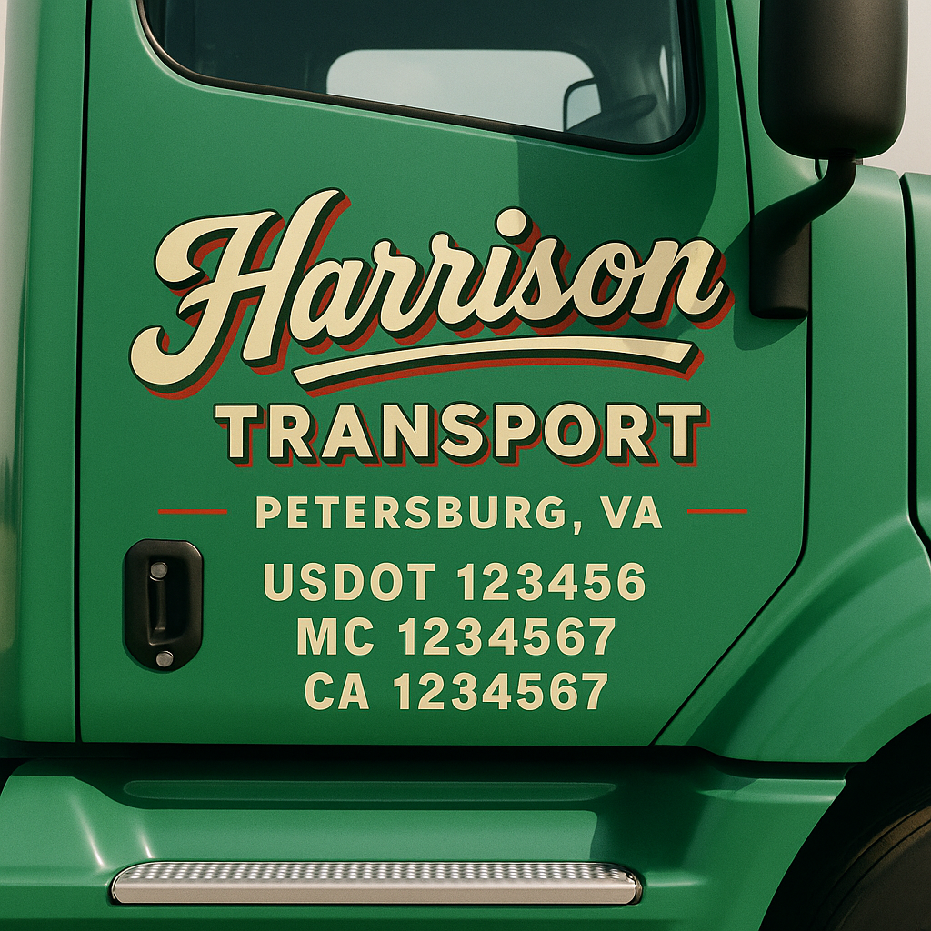 Custom Designed USDOT Truck Door Decal Lettering Signs For Semi-Trucks ...